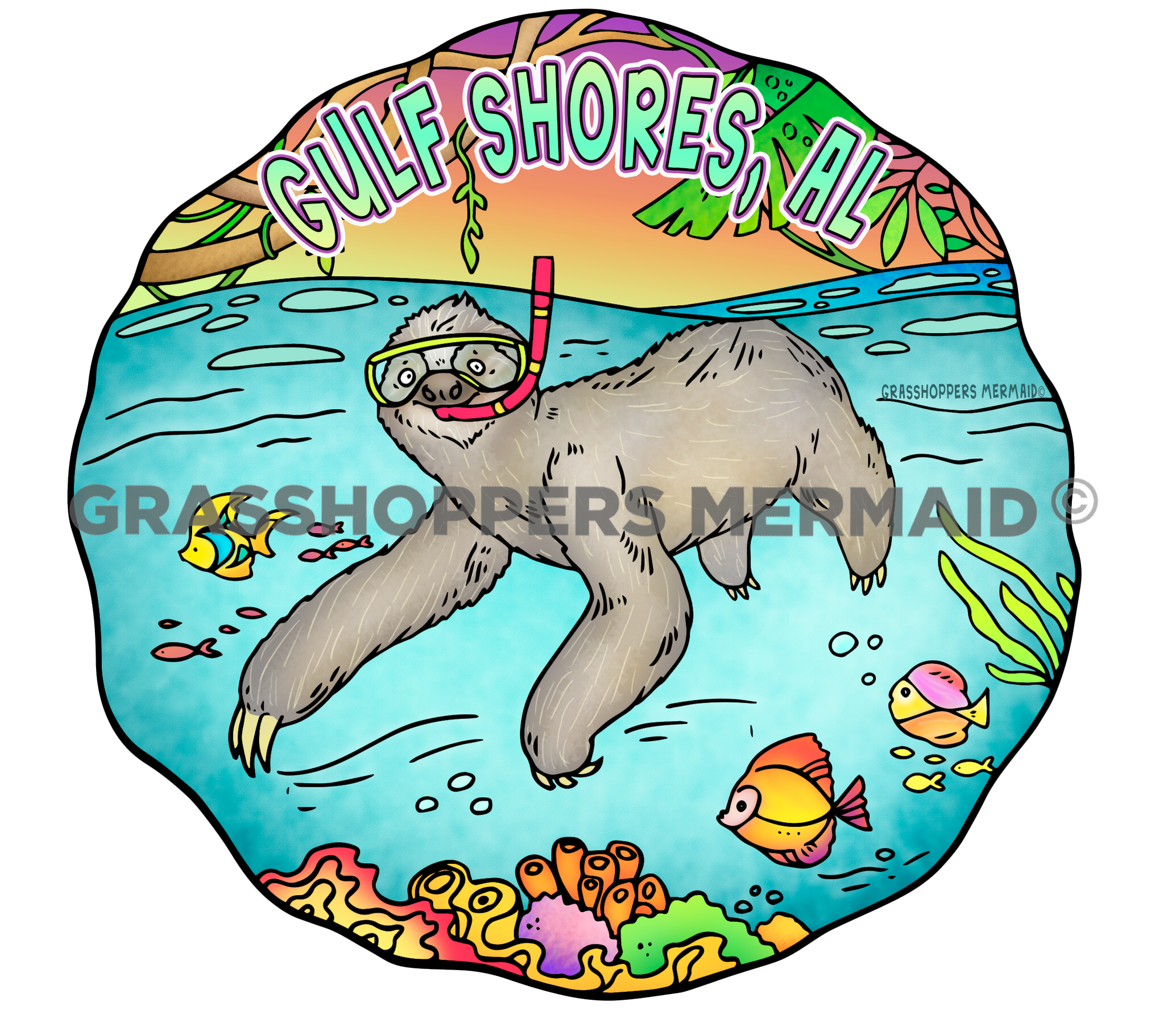 Snorkeling Sloth – Grasshopper's Mermaid
