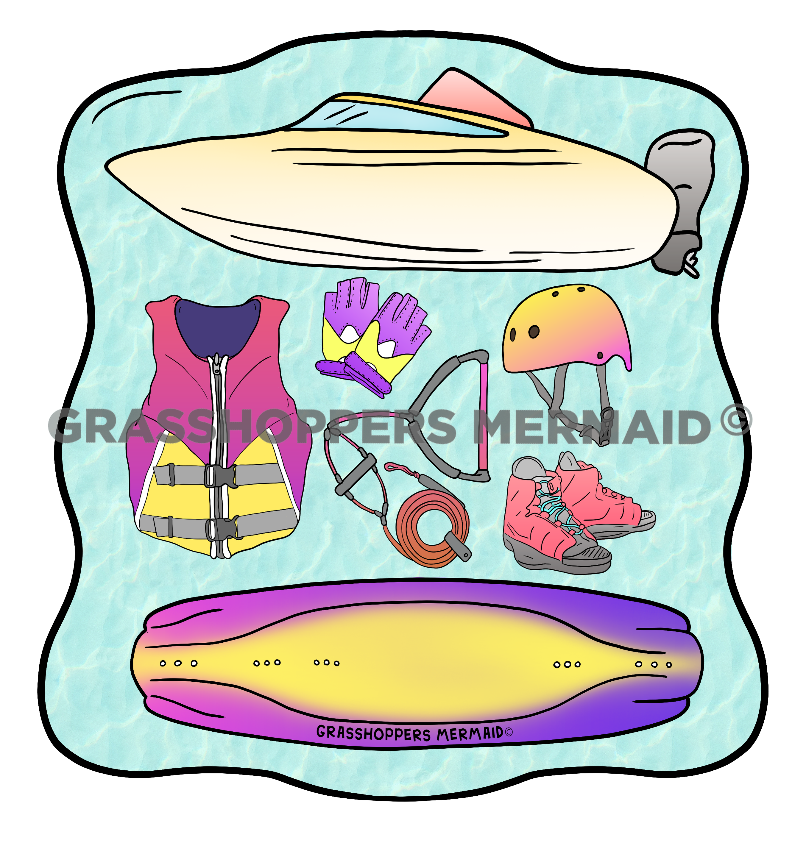 Wakeboard Collage – Grasshopper's Mermaid
